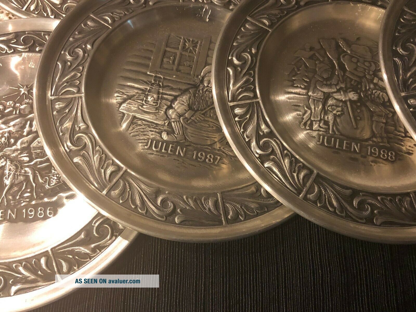 11 Norwegian Pewter Christmas Collector Plates By Astri Holthe. Julen ...