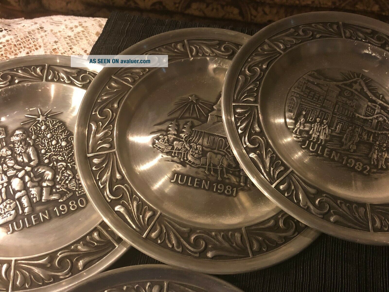 11 Norwegian Pewter Christmas Collector Plates By Astri Holthe. Julen ...