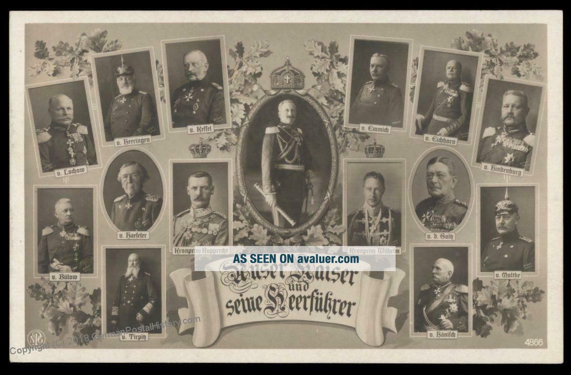 Germany WWI Kaiser Wilhelm II And His Generals Patriotic RPPC 79549 ...