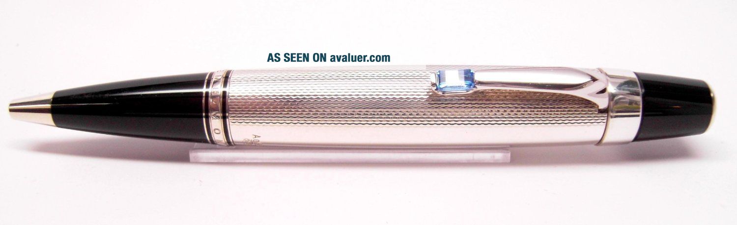 MONTBLANC BOHEME STERLING BLEU BARLEY ROLLERBALL PEN WITH LEATHER CASE ...