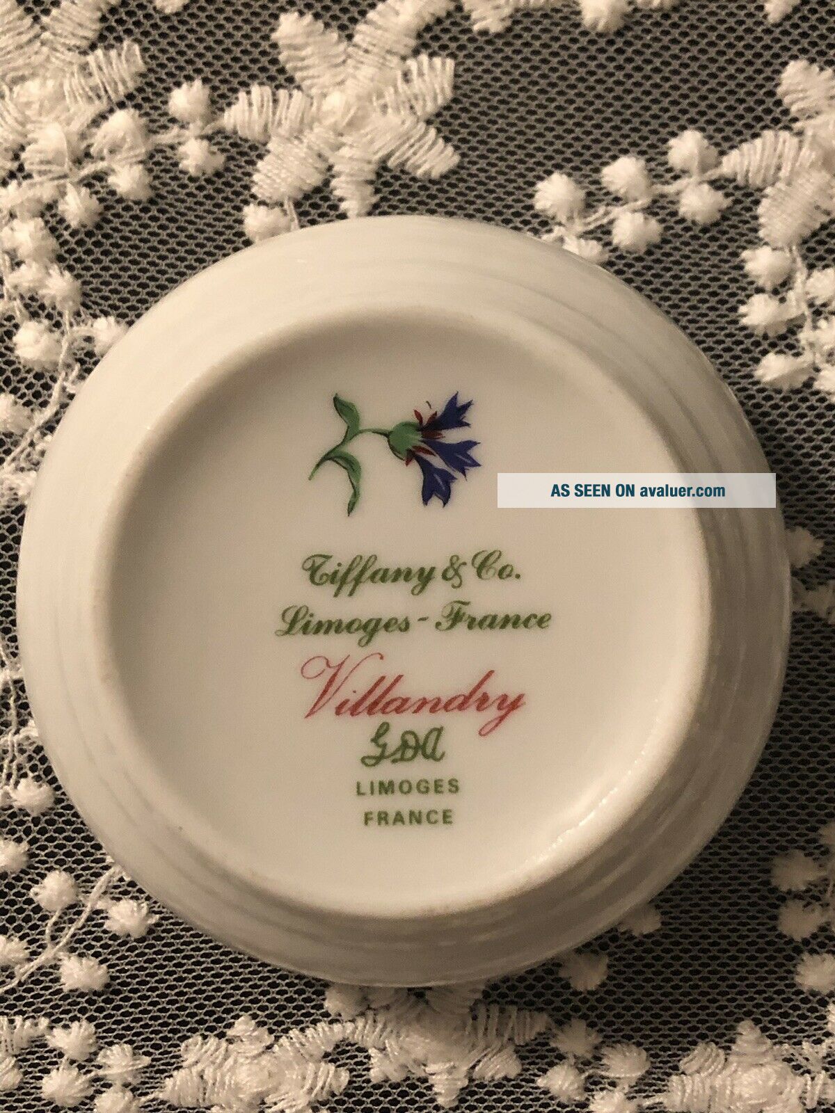 Tiffany & Co Porcelain Purple Villandry Flower Trinket Box Limoges ...