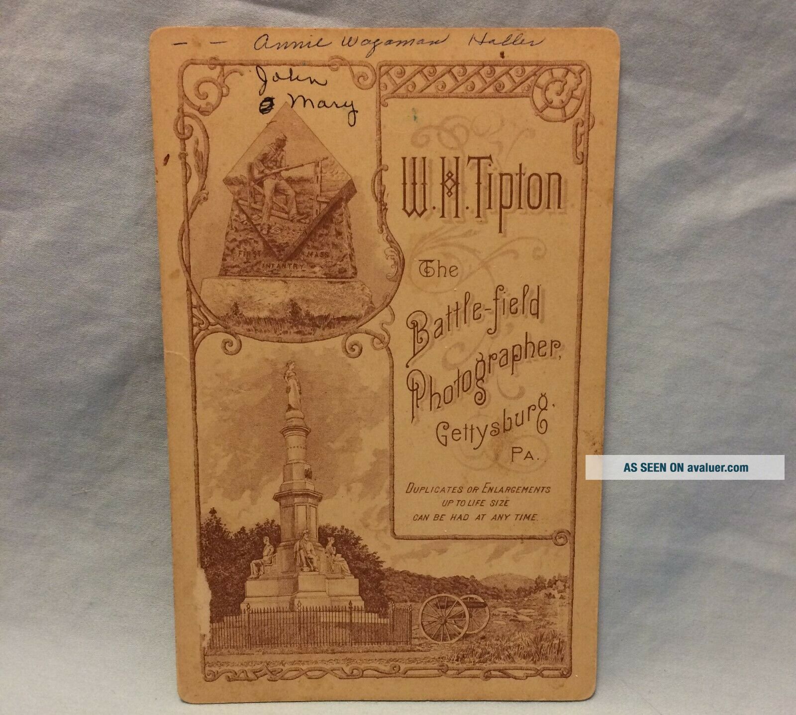 1880S GETTYSBURG PA W H Tipton DEVILS DEN Cabinet Card PHOTO Civil WAR ...