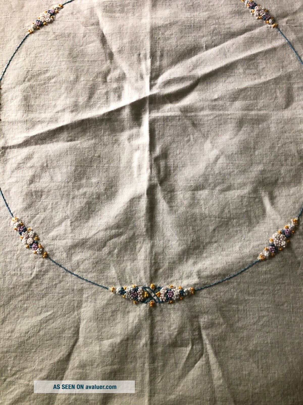 Vintage Cotton Tablecloth W Hand Embroidery Featuring French Knot ...