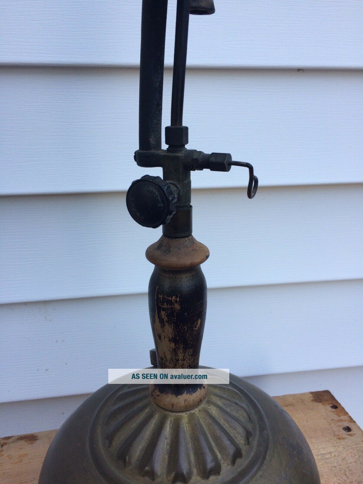 Antique Coleman INSTANT - LITE Gas Table Lamp Brass Green Glass Shade ...