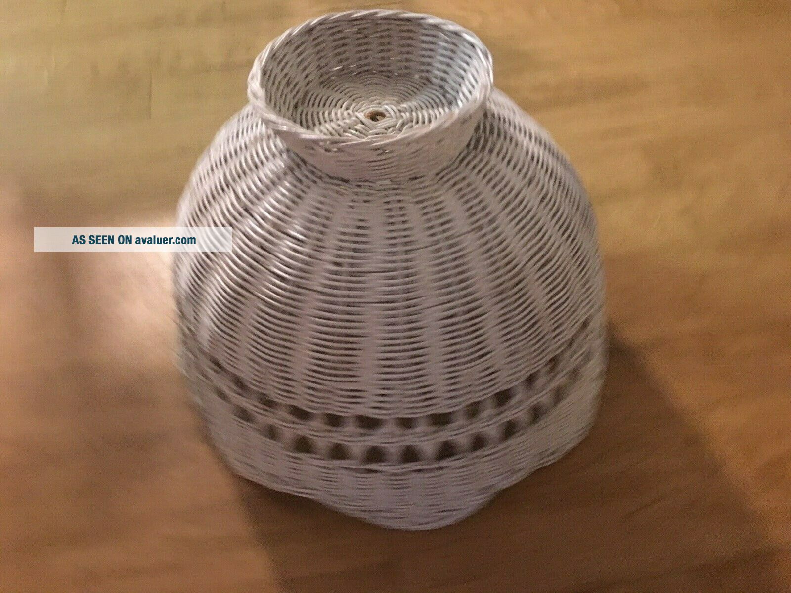 Vintage Large White Round Wicker Lamp Shade | #2935807