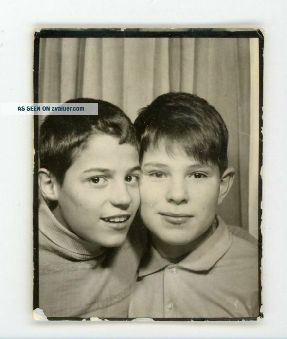 Boys Posing Together In Vintage Photo Booth Photobooth Found Photo ...