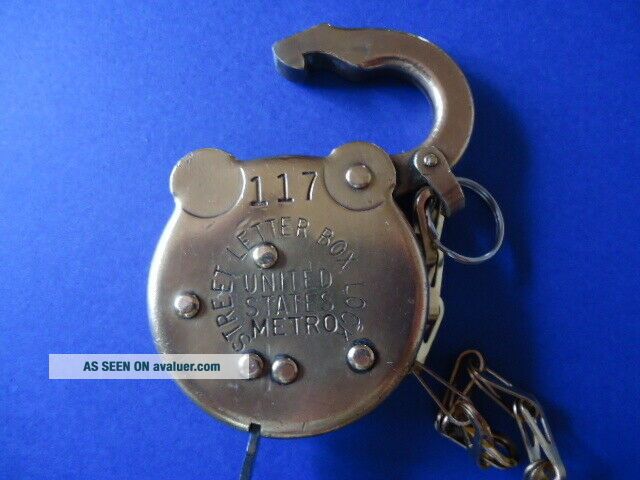 ANTIQUE POST OFFICE STREET LETTER BOX LOCK 117 WITH KEY | #2979058