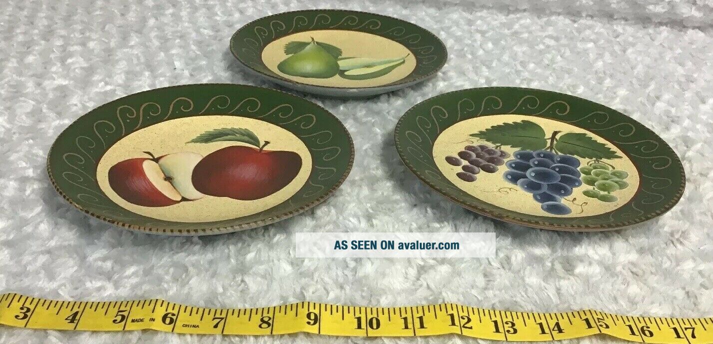 Home Interior Fruit Accent Display Plates Pear Apple Grapes Wall ...