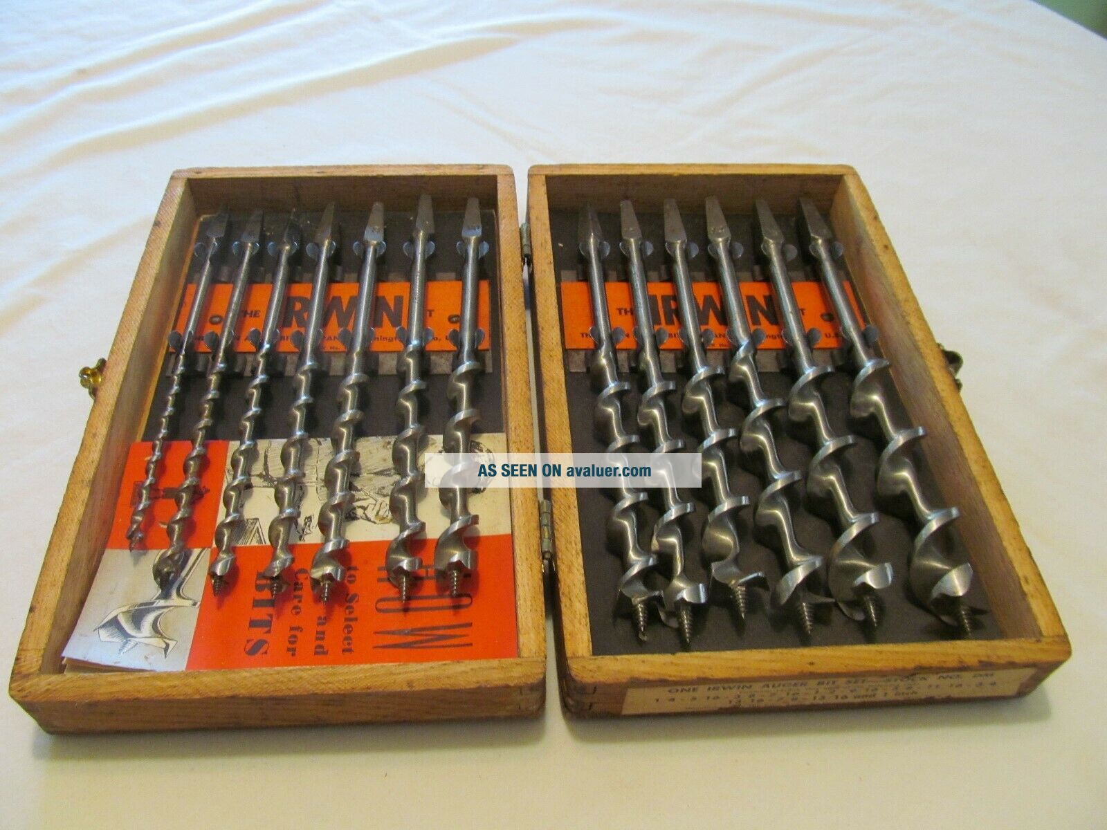 Vintage IRWIN AUGER BIT SET W/ Wooden Box 13pcs CARPENTER WOODWORKING ...