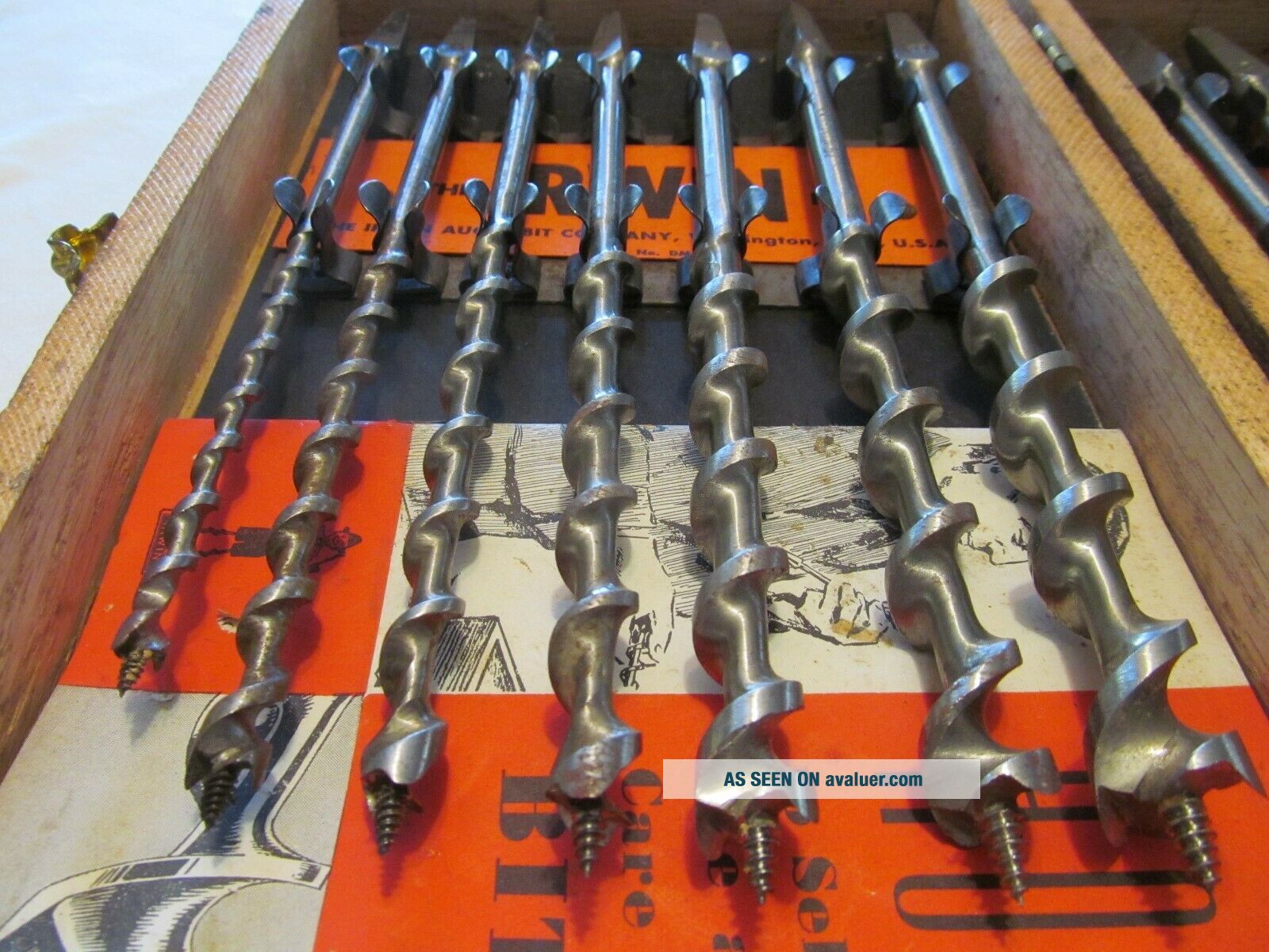 Vintage IRWIN AUGER BIT SET W/ Wooden Box 13pcs CARPENTER WOODWORKING ...
