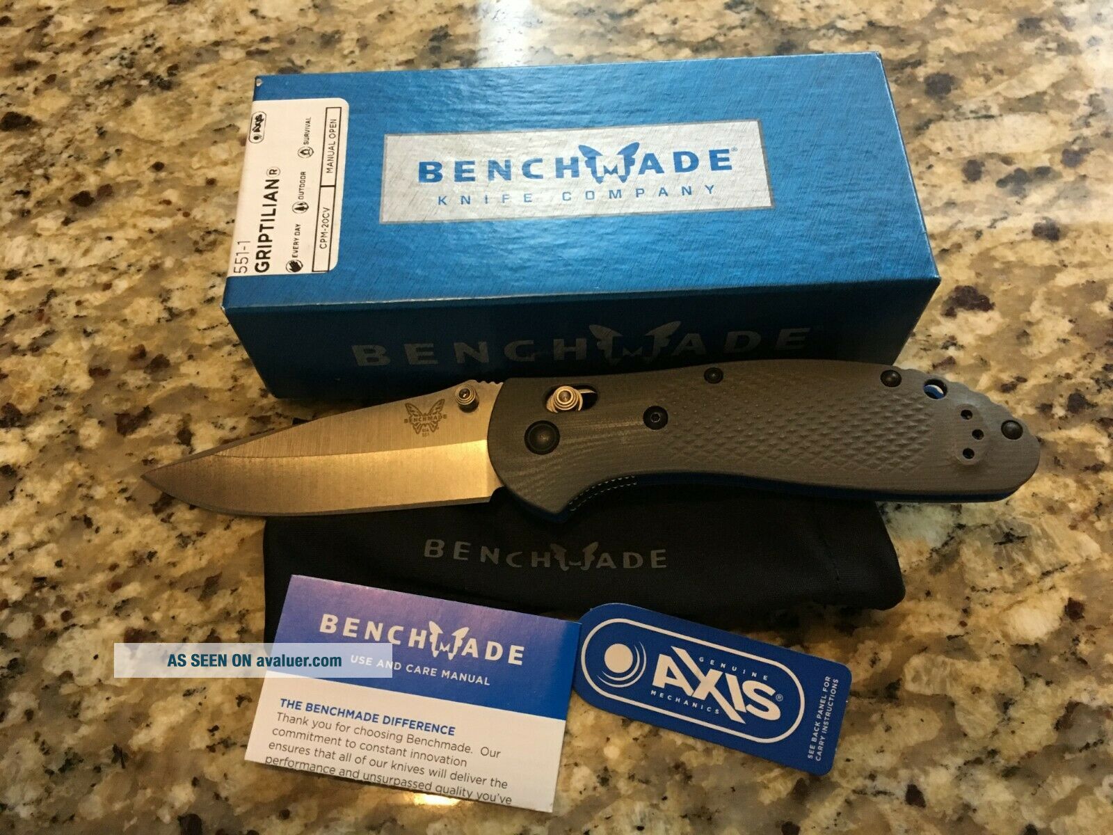 BENCHMADE 551 - 1 GRIPTILIAN CPM - 20CV Steel G - 10 GRAY Sculpted ...