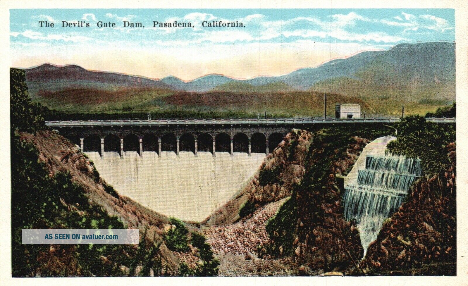 Pasadena, CA, The Devil ' S Gate Dam, White Border Vintage Postcard ...