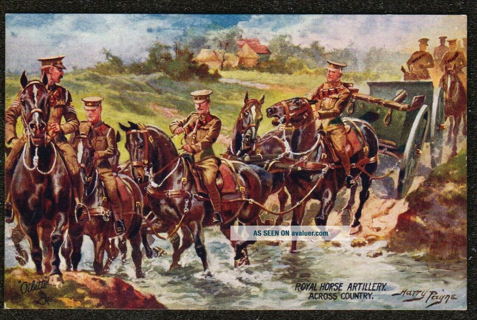 WW1 HARRY PAYNE TUCKS 8763 POSTCARD ROYAL HORSE ARTILLERY ACROSS ...