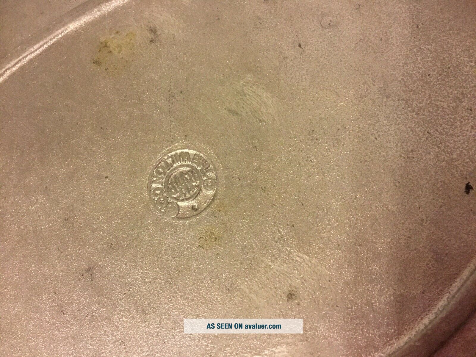 VINTAGE RWP The Wilton Co. METAL SERVING Platter PEWTER SILVER FLORAL ...
