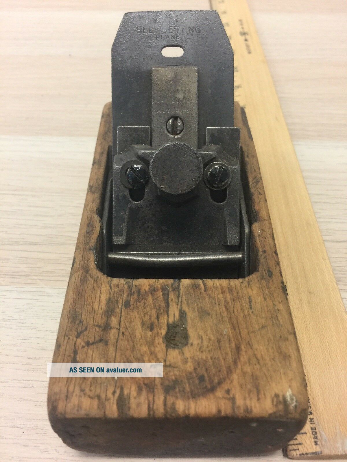 Rare Early Gage Self Setting Wood Block Plane Patent 1896 T24 | #3048254