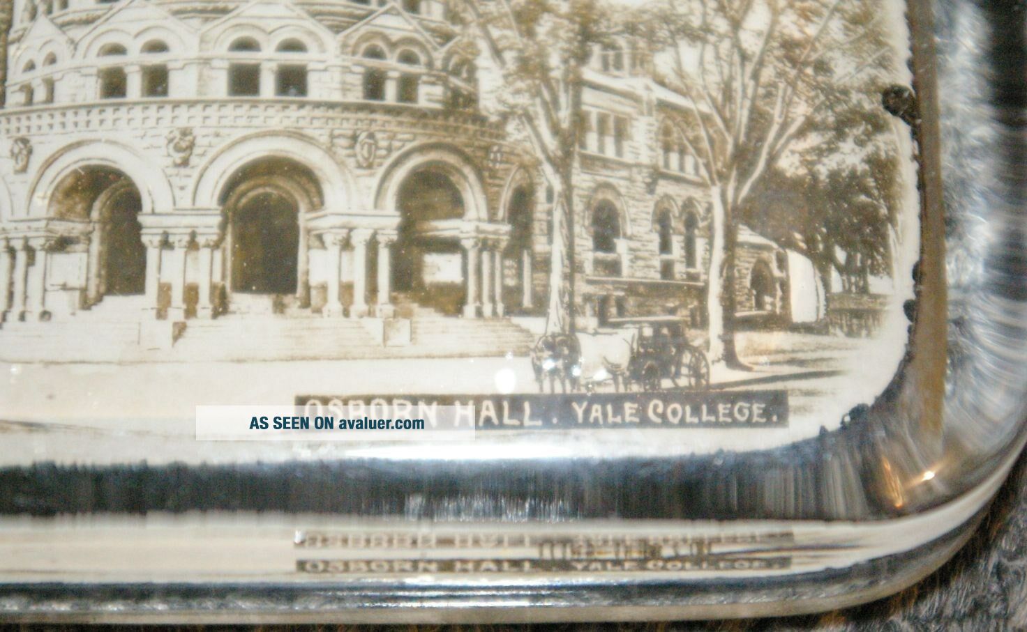 1910 Era Yale College Osborn Hall Glass Paperweight | #3031029