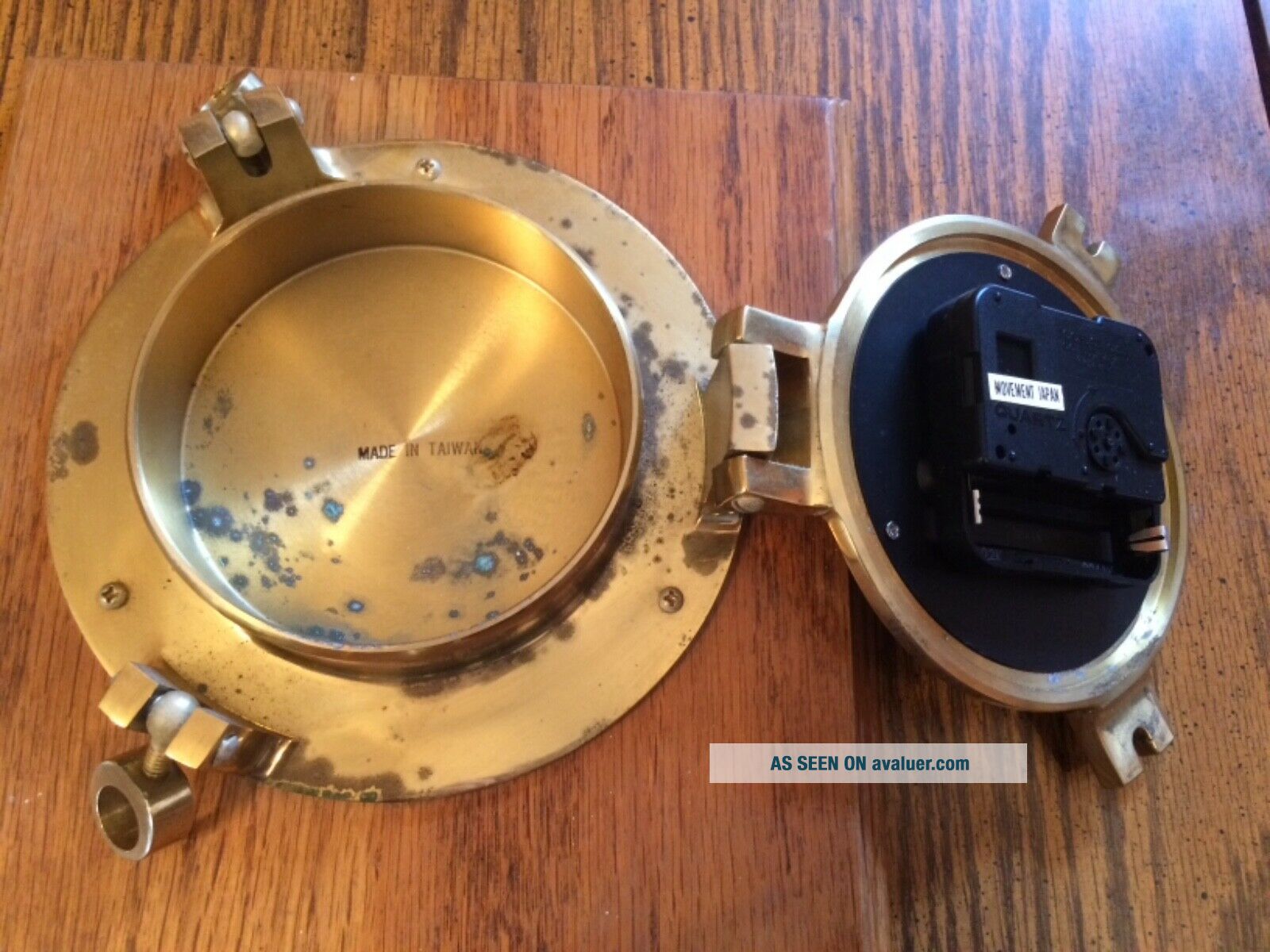 Vintage Bulova Nautical Ship Porthole Clock Barometer Brass And Oak ...