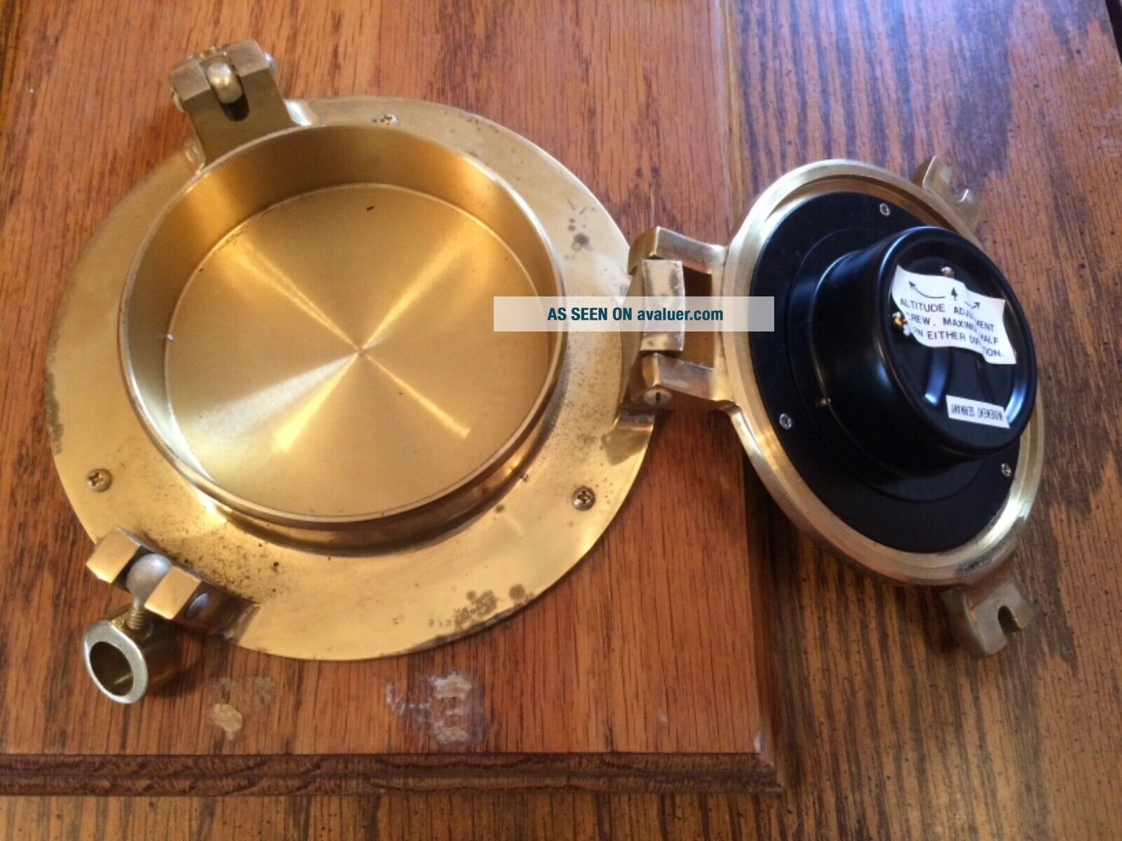 Vintage Bulova Nautical Ship Porthole Clock Barometer Brass And Oak ...