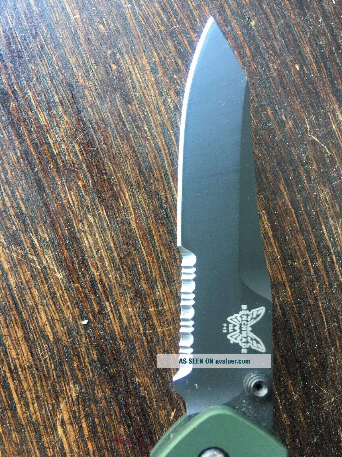 Benchmade 940 Satin Blade Osborne Green Aluminum Handle Knife | #3077720