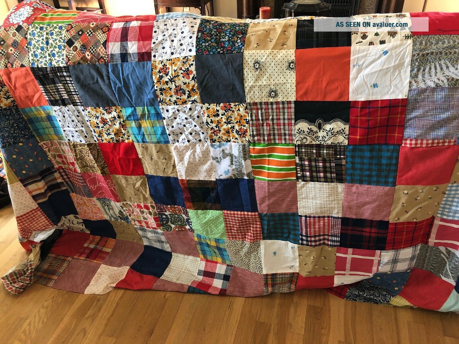 Bright Vintage Patchwork Quilt Top Crazy Colors Patterns | #3110430