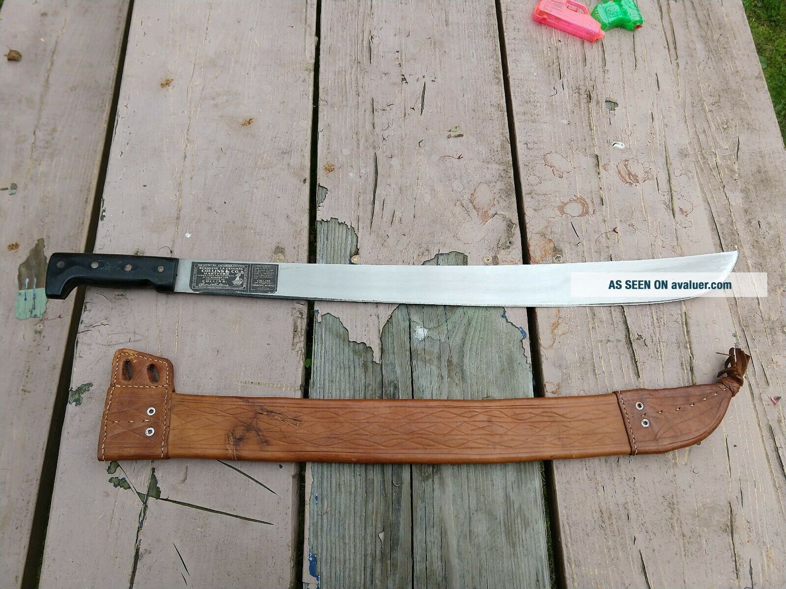 VINTAGE COLLINS & CO LEGITIMUS MACHETE WITH COLLINS LEATHER SHEATH ...
