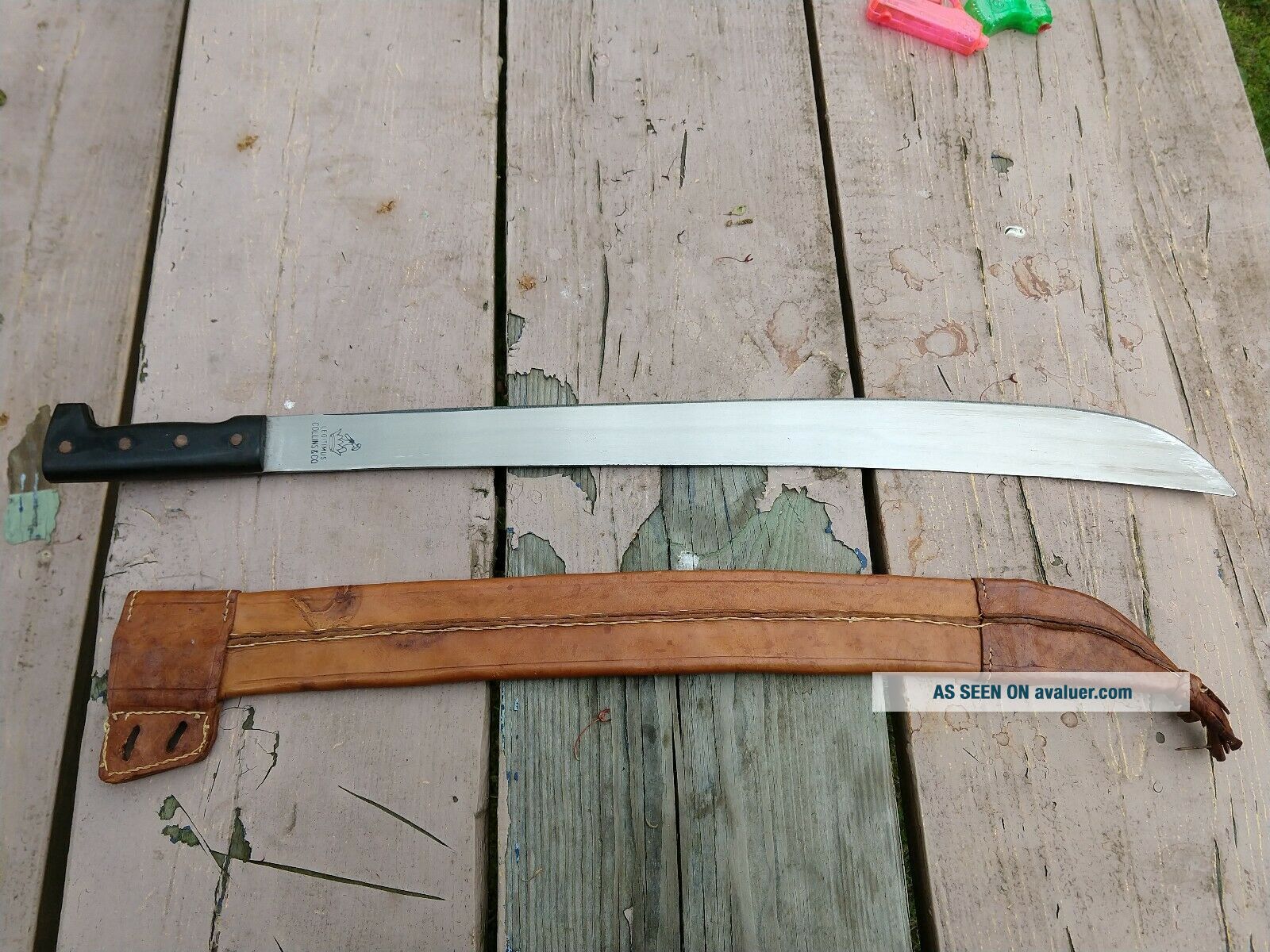 VINTAGE COLLINS & CO LEGITIMUS MACHETE WITH COLLINS LEATHER SHEATH ...