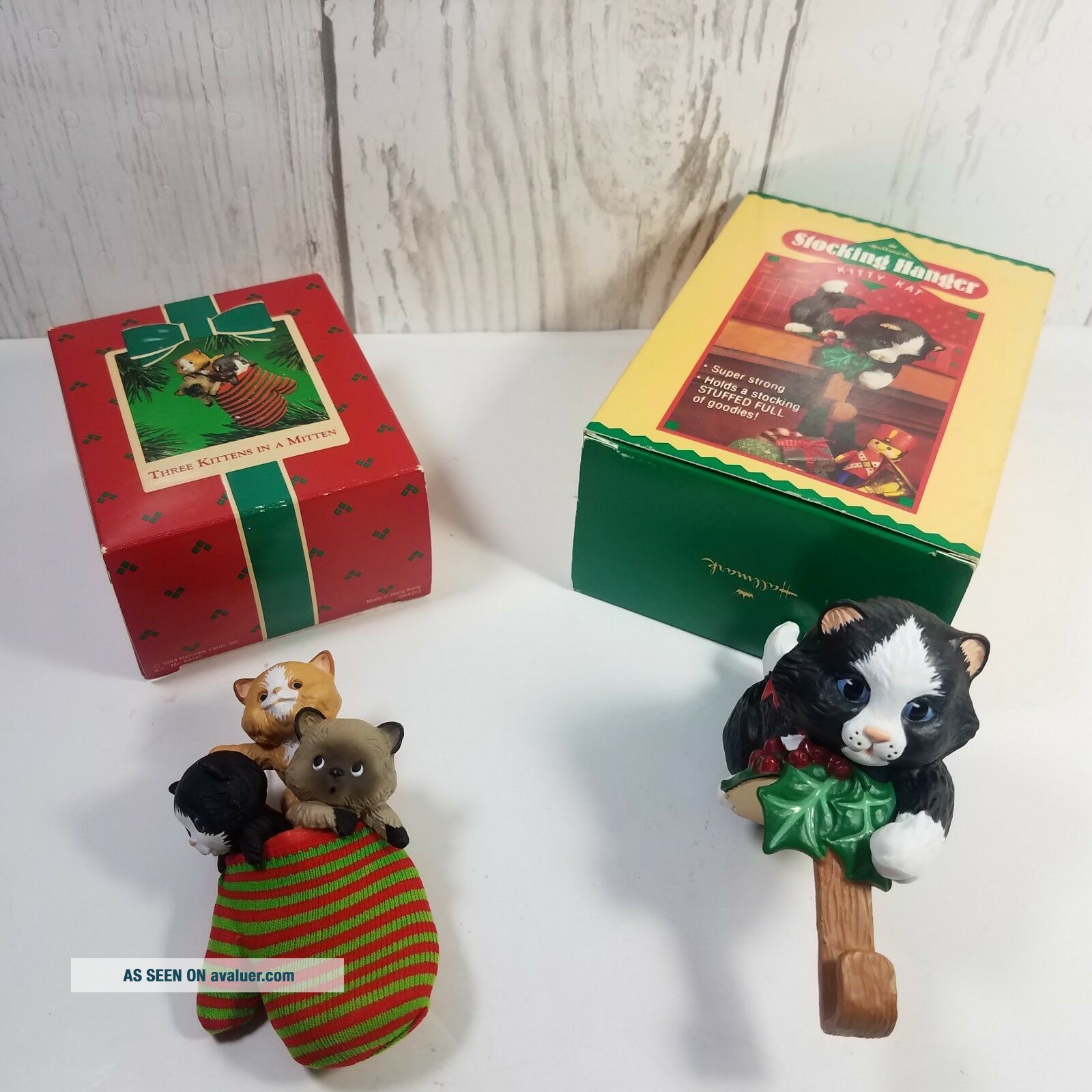 Vintage Hallmark Kitten Christmas Stocking Hanger And 3 Kittens In ...