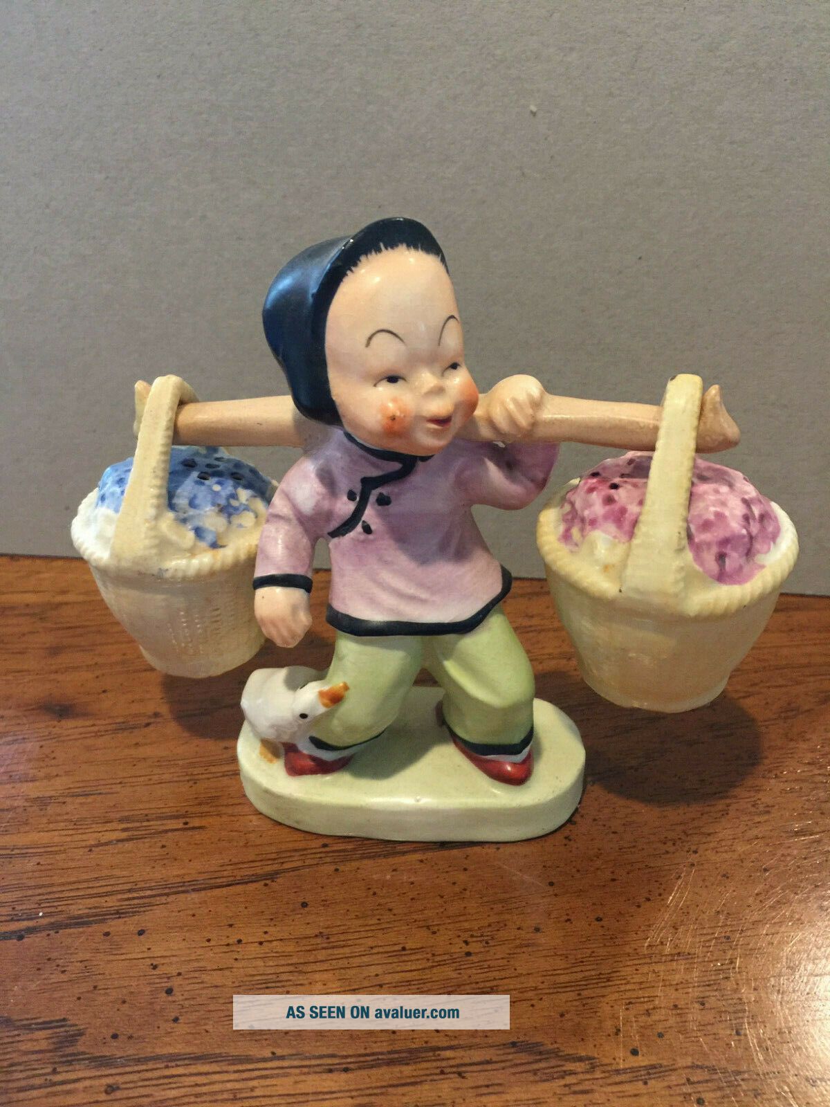 Vintage ASIAN WOMAN HOLDING BUCKETS Salt And Pepper Shakers Made In ...
