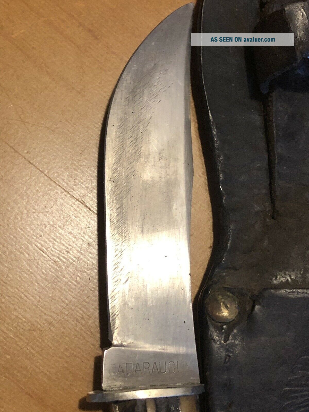 CATTARAUGUS STAG HANDLE STRAIGHT FIXED BLADE HUNTING KNIFE W LEATHER ...