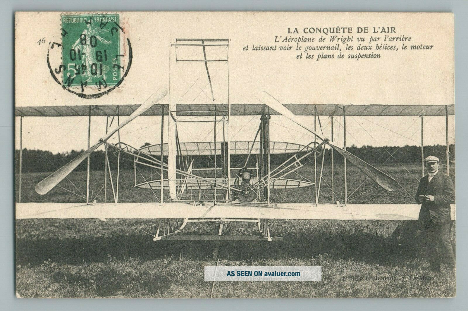 Wright Brothers Airplane In France—Early Aviation Biplane Antique CPA ...