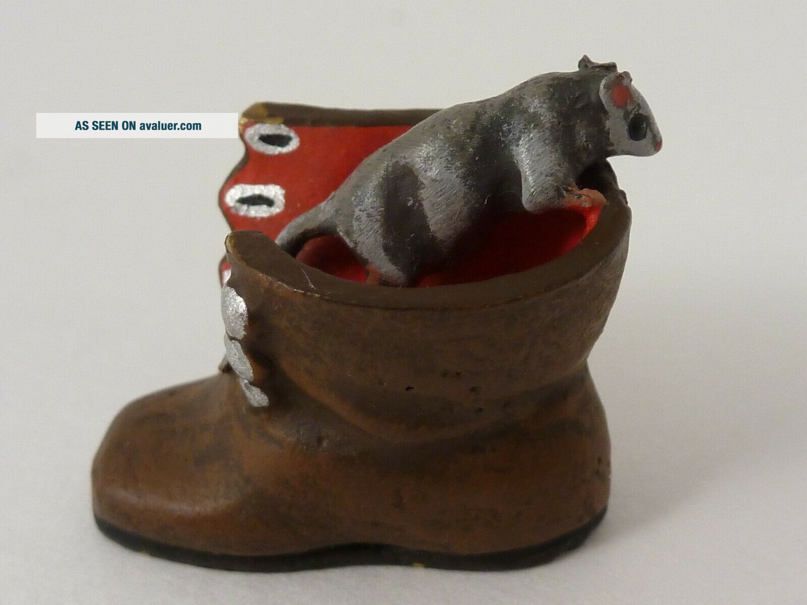 VINTAGE AUSTRIAN COLD PAINTED BRONZE SHOE BOOT WITH MOUSE FIGURINE ...