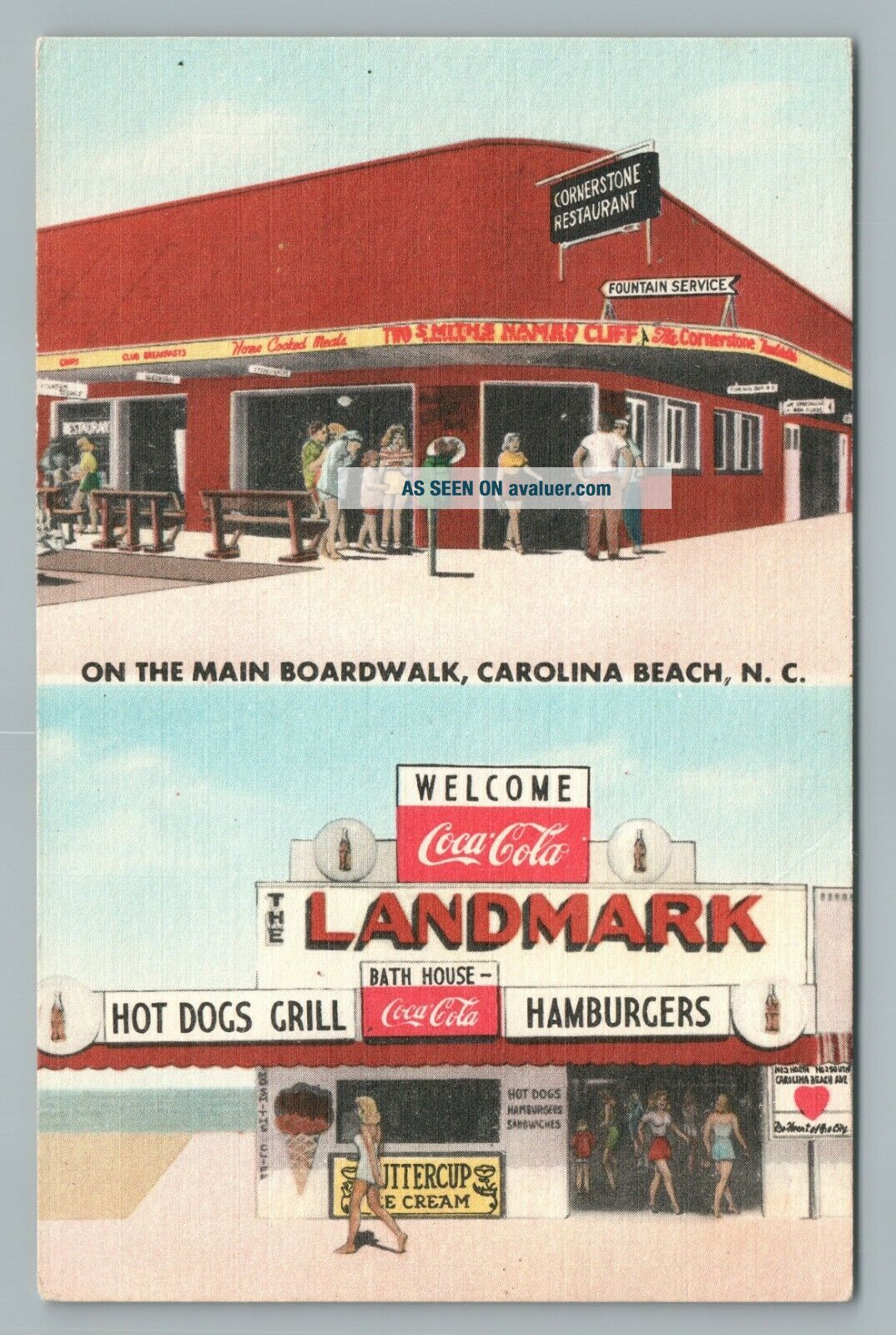 Landmark Restaurant CAROLINA BEACH Boardwalk COCA COLA Linen Diner NC ...