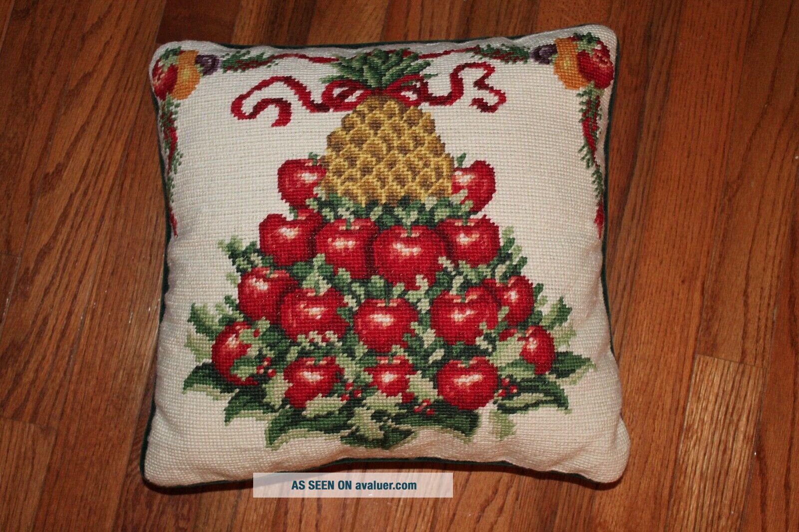 Colonial Williamsburg Needlepoint Apple Cone Decorative Pillow | #3144739