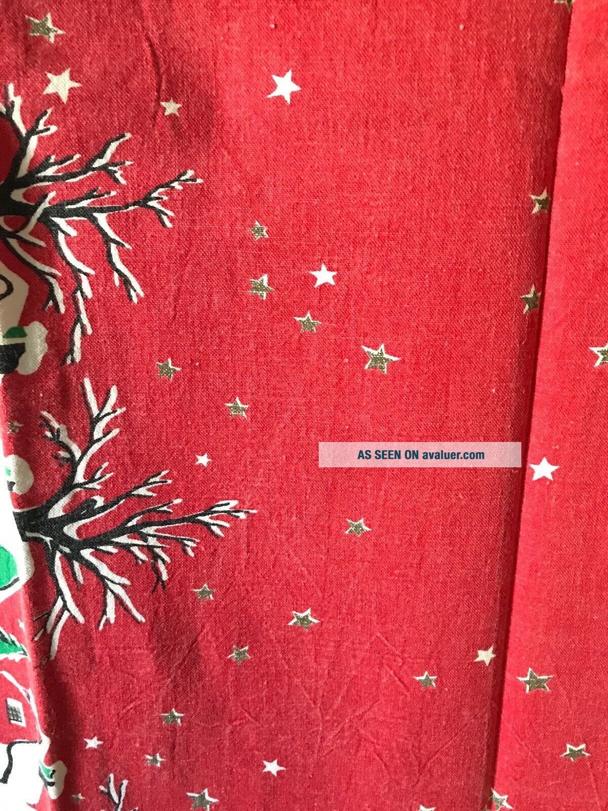 Vintage 1950s Christmas Tablecloth - Houses Bells | #3161904
