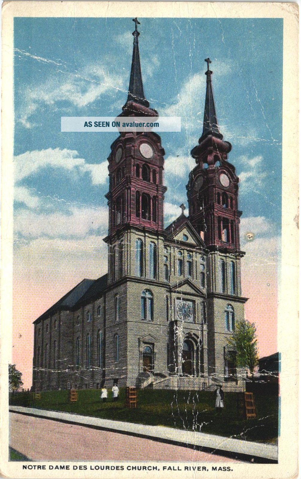 NOTRE DAME DES LOURDES CHURCH FALL RIVER MASSACHUSETTS VINTAGE POSTCARD ...