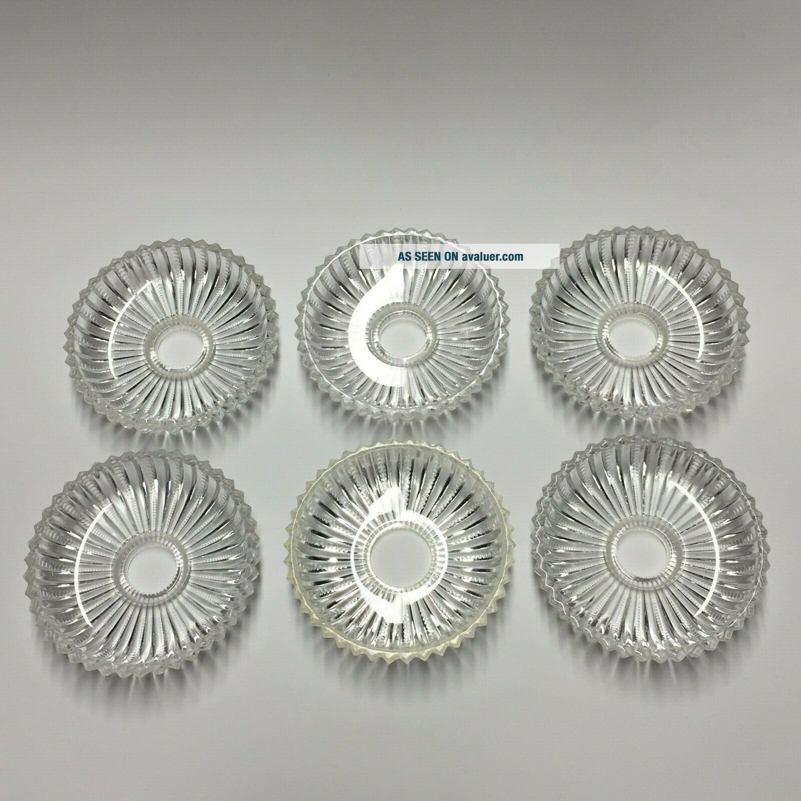 Set Of 6 Press Glass Bobeches For Candle Lamp Or Chandelier Sawtooth No ...