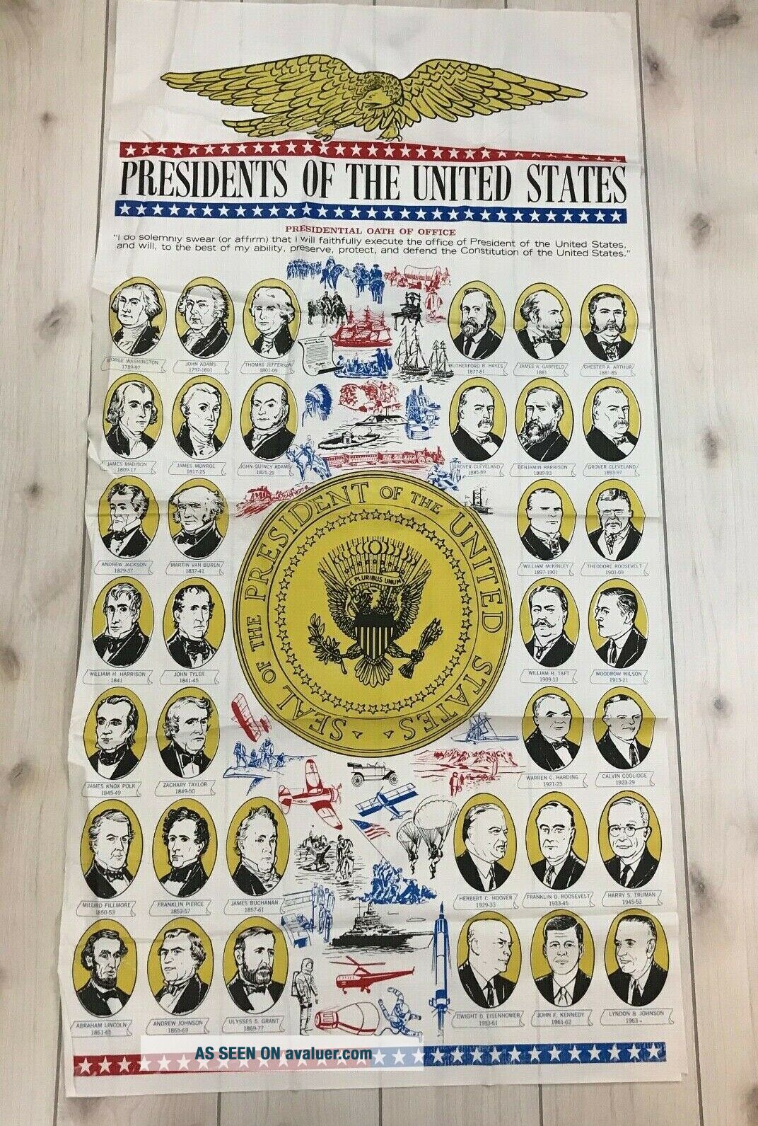 Vintage 1960s Presidents United States Table Cloth Plastic Patriotic ...