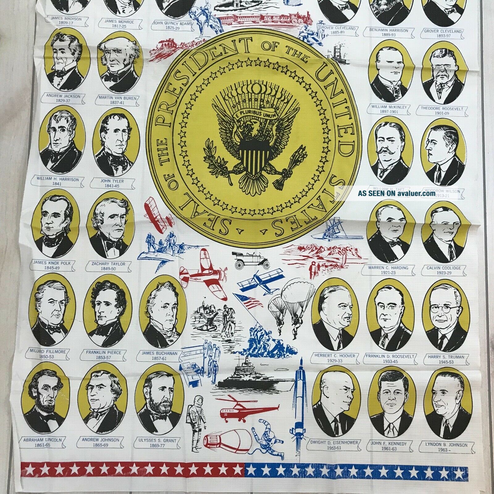 Vintage 1960s Presidents United States Table Cloth Plastic Patriotic ...