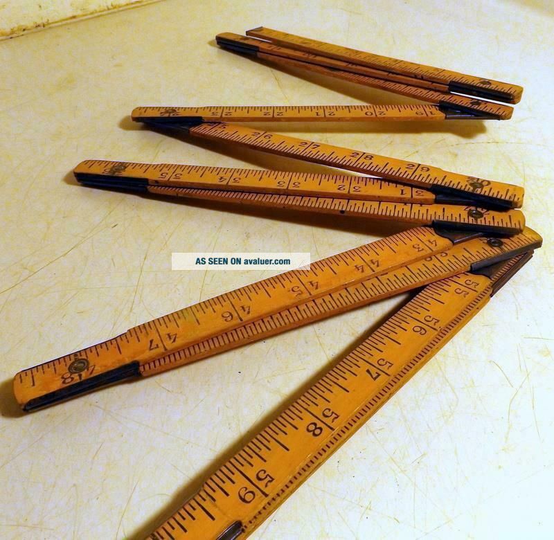 Vtg 6 - Foot Folding Carpenter ' S Ruler Made In France Strong Printing ...