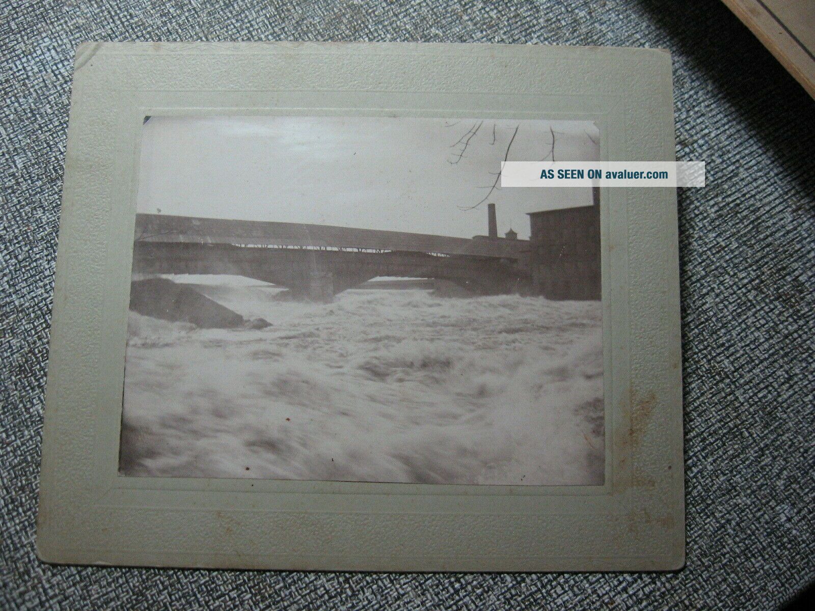 ANTIQUE CABINET PHOTO COVERED BRIDGE IN MADISON MAINE OVER KENNEBEC ...