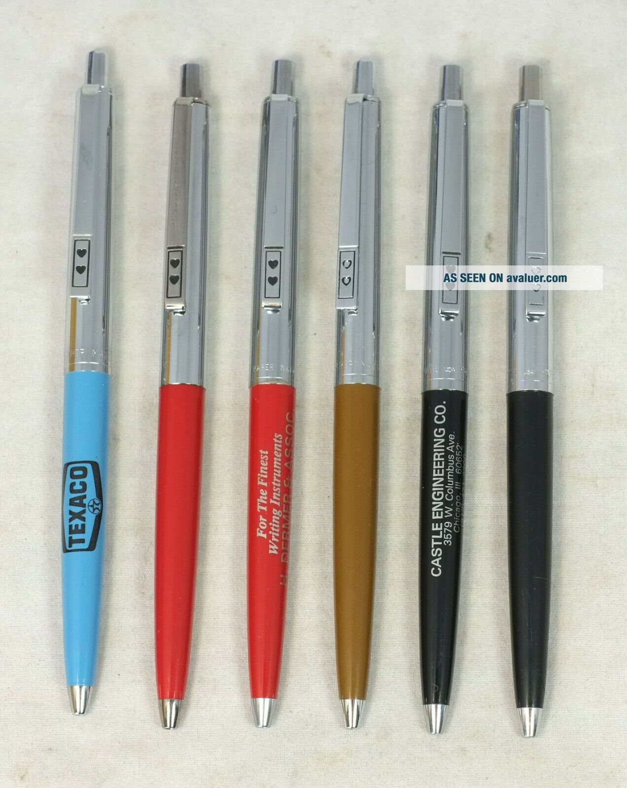 6 Vintage Paper Mate Double Heart Ballpoint Pens | #3141879