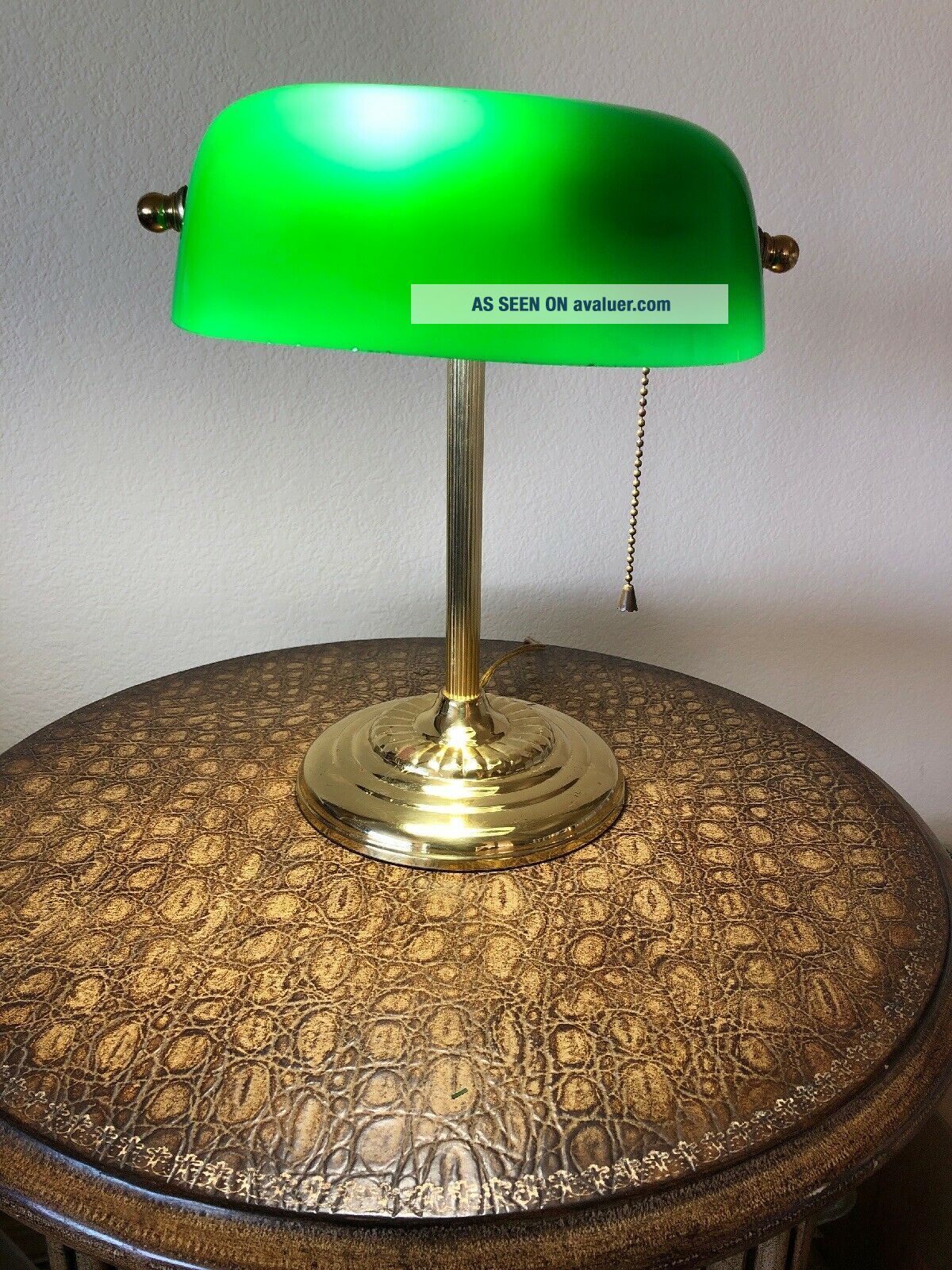 Vintage Brass Bankers Piano Lawyers Desk Lamp With Emerald Green Glass ...