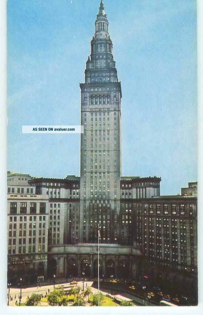 Cleveland Ohio Terminal Tower & Square 1950s Chrome Antique Postcard ...