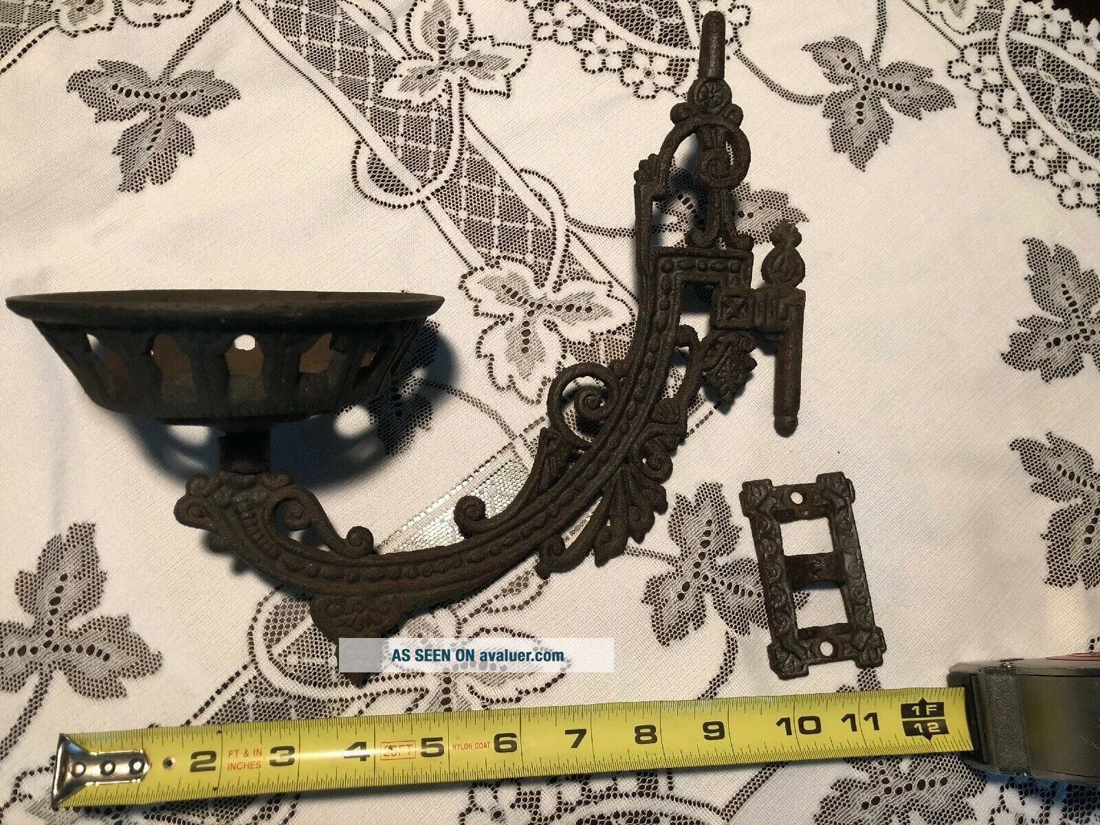 Antique Ornate Cast Iron Kerosene Oil Lamp Holders W/ Wall Brackets ...