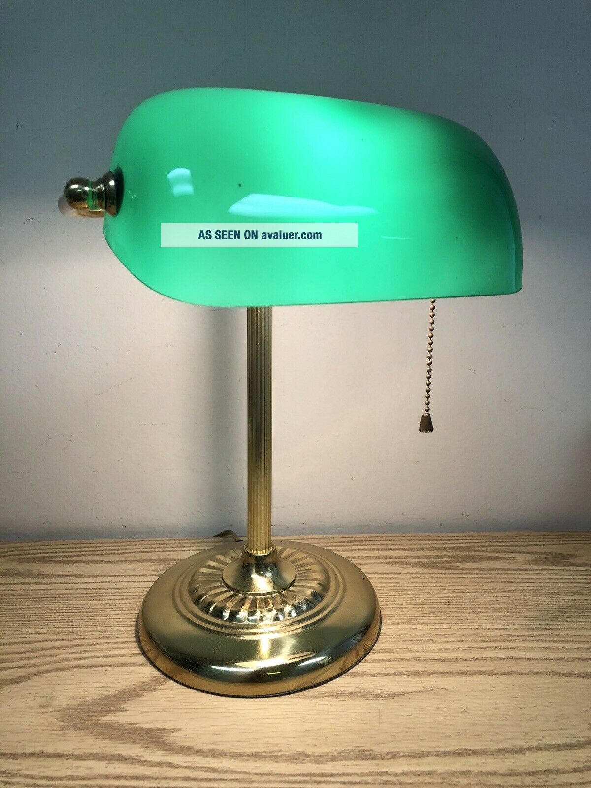 Cintage Brass Reading Desk Student Lamp W/ Green Glass Shade | #3259488