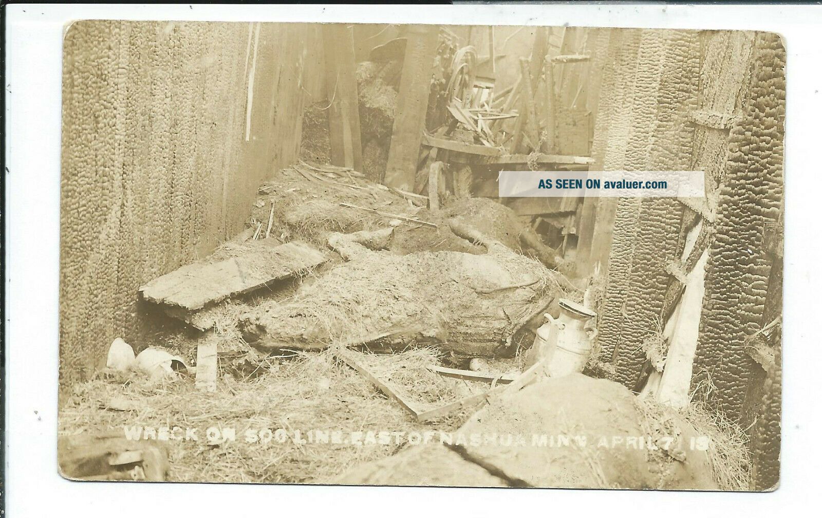 Nashua MN Minnesota RPPC Postcard Soo Line Train Wreck Burned Car Dead ...