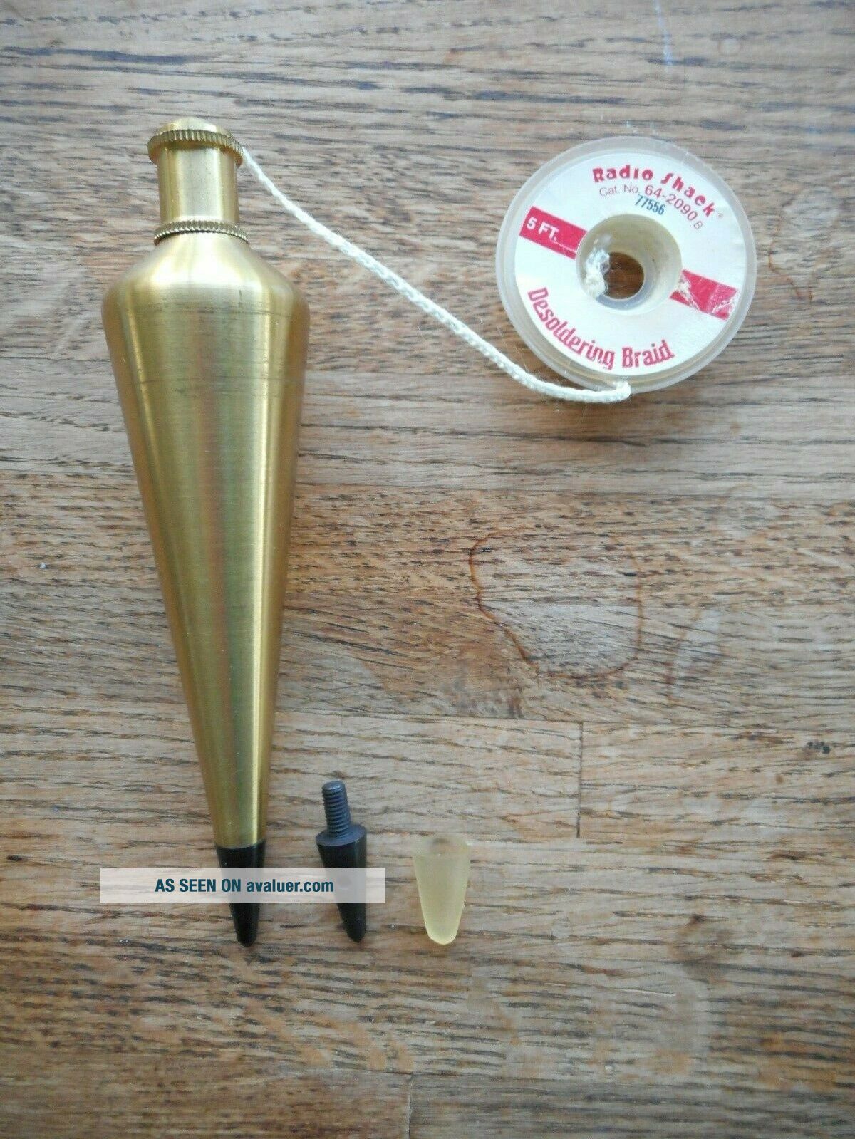 VINTAGE Solid BRASS 16 OZ PLUMB BOB CARPENTRY TOOL, 6 ", 2 Tips Plus ...