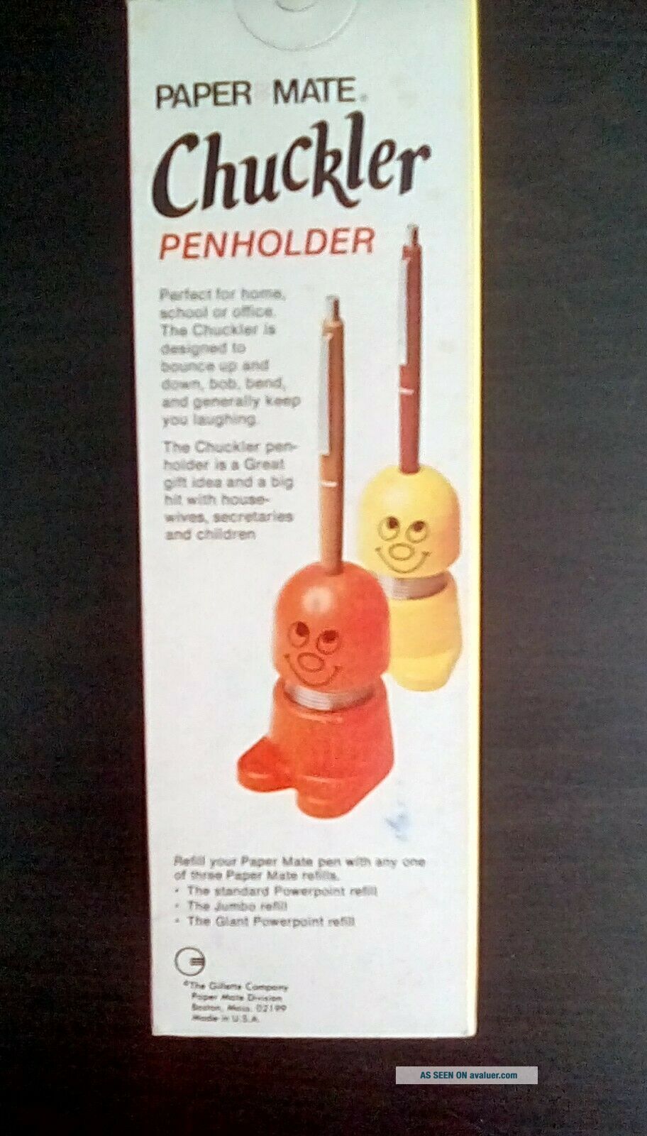 Vintage Paper Mate Yellow Chuckler Pen Holder W/ Pen 1971 In Package ...