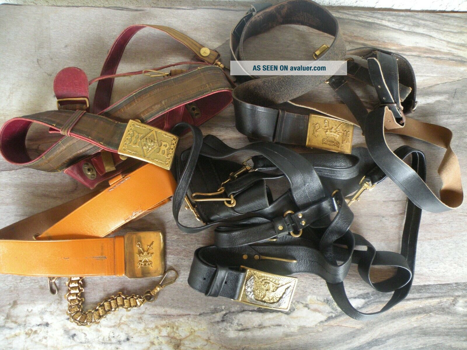 Vintage Odd Fellows Ceremonial Sword Belts With Buckles Masonic Knights ...