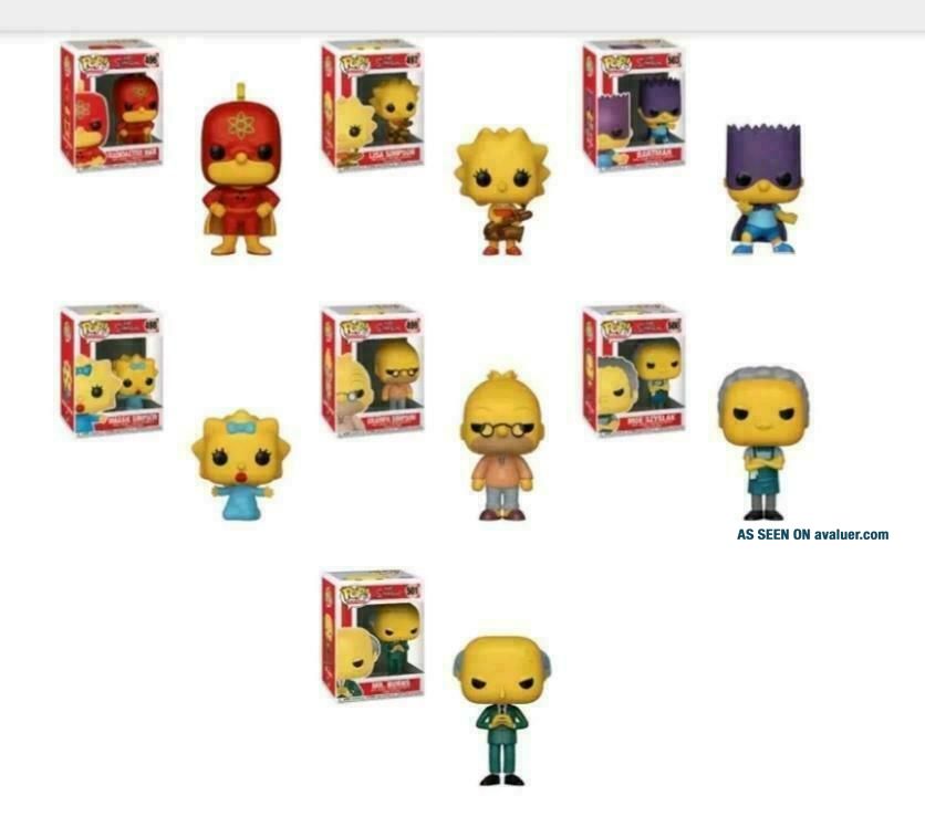 Funko Pop Simpsons Series 2 Set Of 7 Bartman HOMER Lisa MAGGIE Moe MR ...